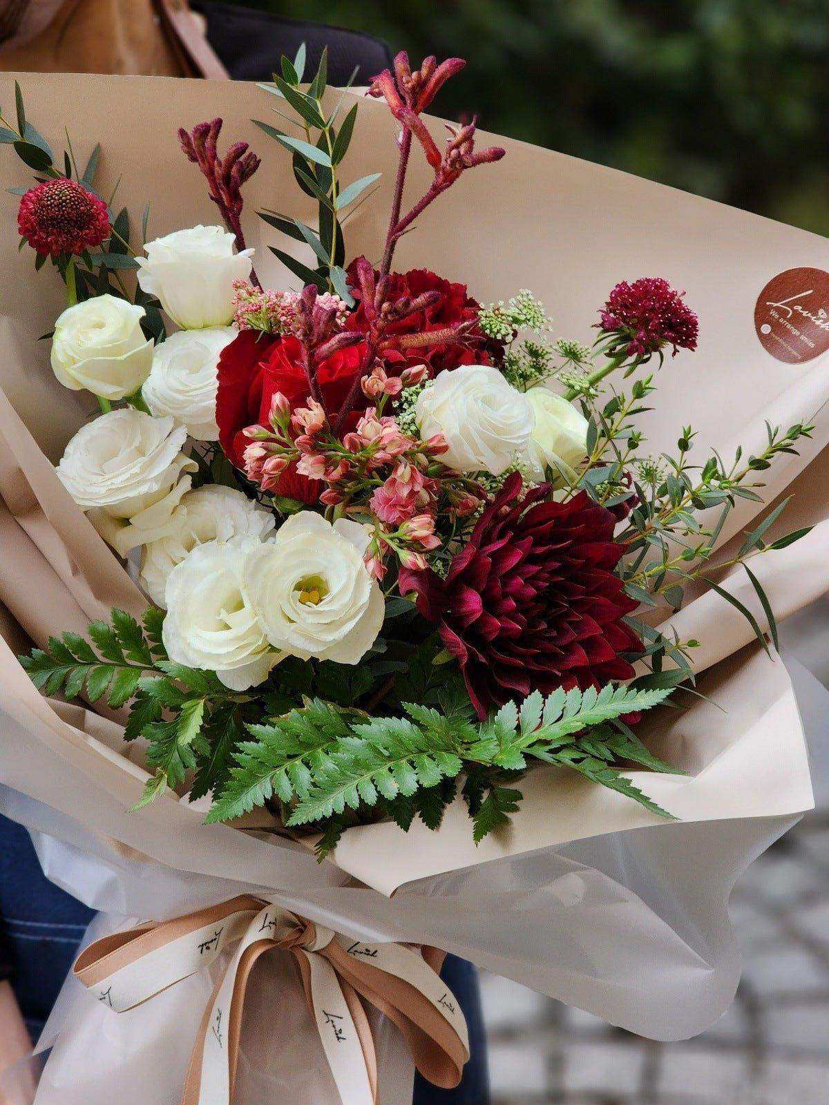 Bella - Red Dahlia Bouquet | Lavish Florist | Free Delivery